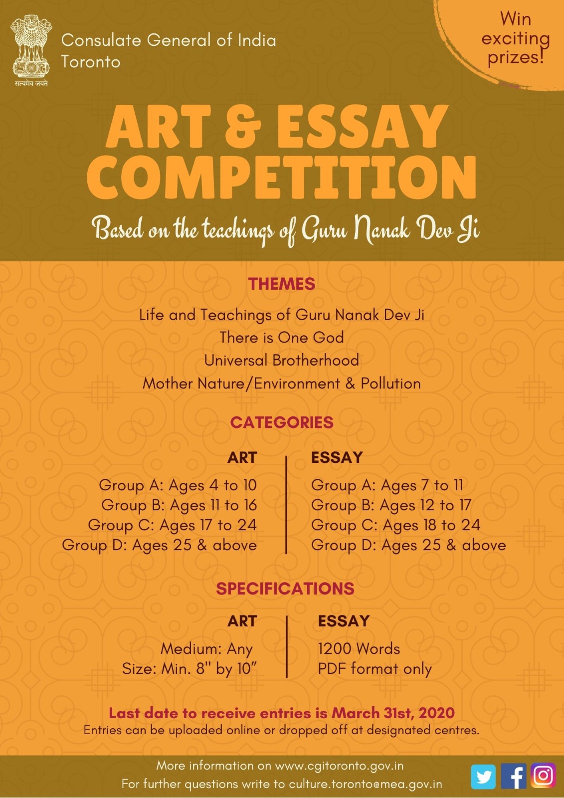 Indian Consulate is organizing an Art and Essay Competition based on ...